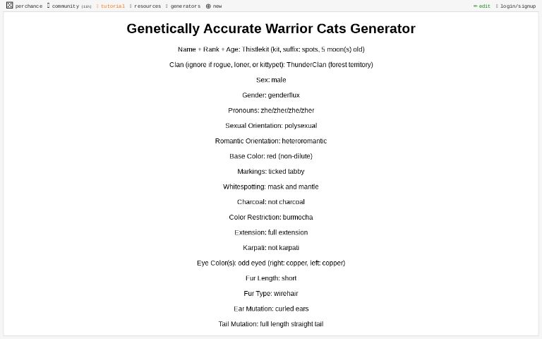 Genetically Accurate Warrior Cats Generator