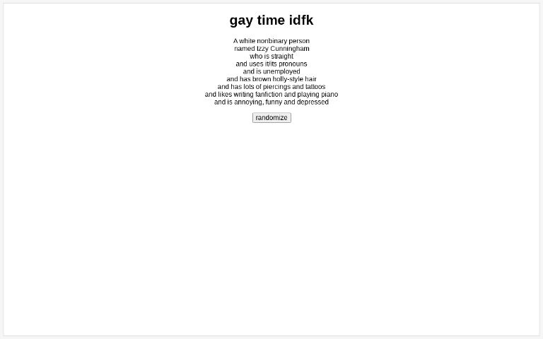 gay time idfk ― Perchance Generator