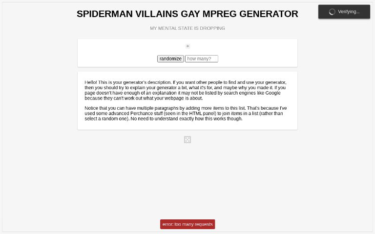SPIDERMAN VILLAINS GAY MPREG GENERATOR