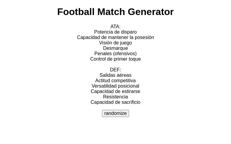 Football Match Generator