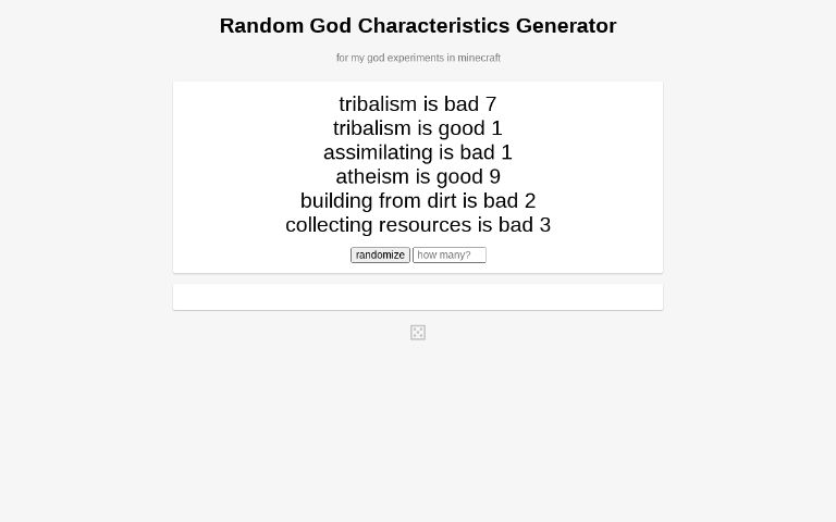 Random God Characteristics Generator