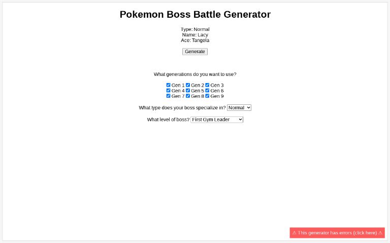 Pokemon Boss Battle Generator