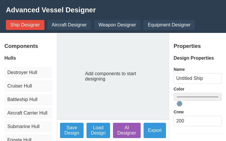 Advanced Vessel Designer ― Perchance Generator
