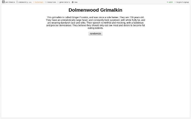 Dolmenwood Grimalkin ― Perchance Generator