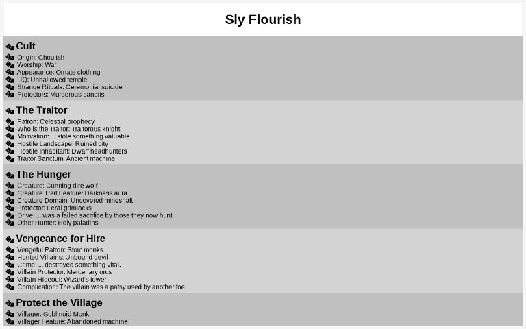 Sly Flourish ― Perchance Generator