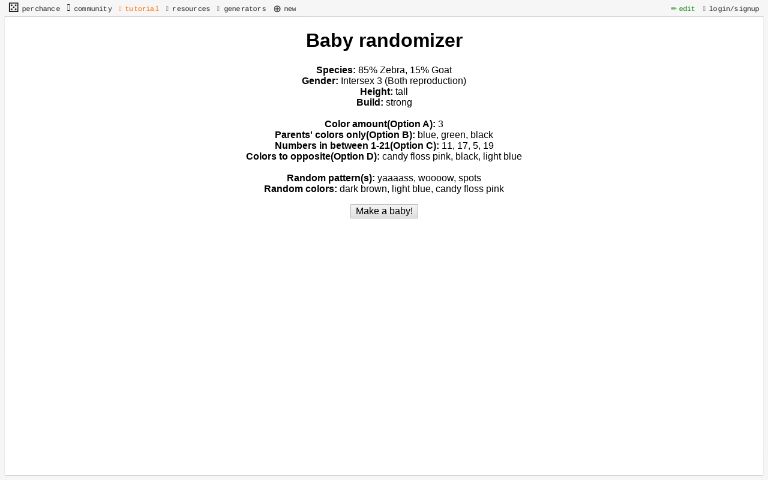 Baby randomizer ― Perchance Generator