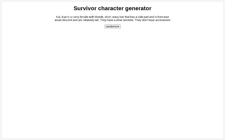 Survivor character generator