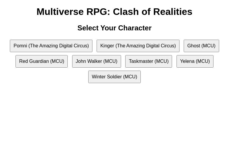 Multiverse RPG: Clash of Realities ― Perchance Generator