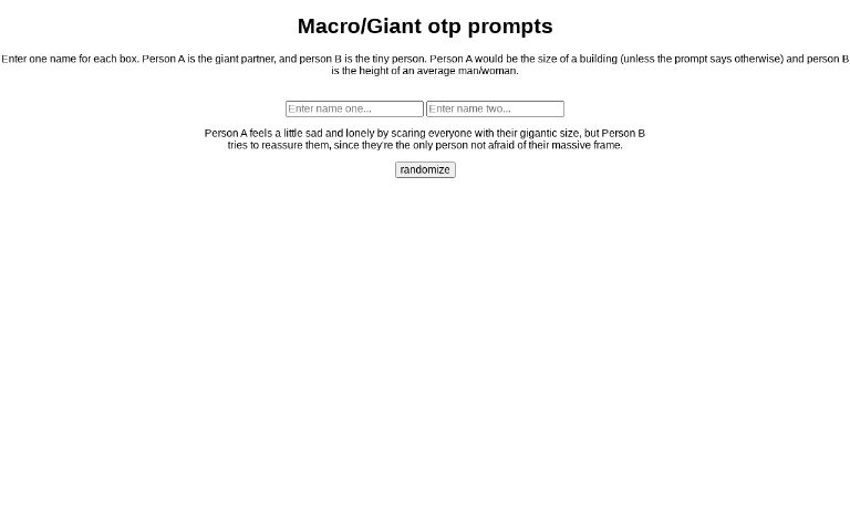 Macro/Giant otp prompts ― Perchance Generator