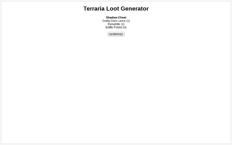 Terraria Loot Generator