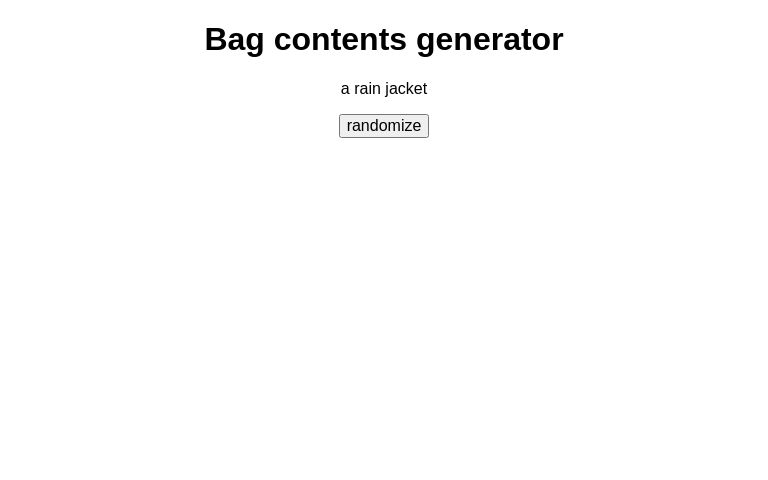 Bag contents generator