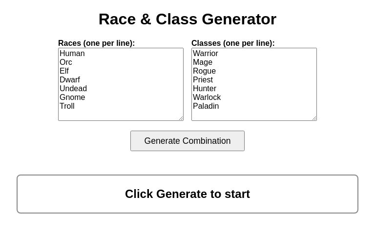 Race & Class Generator