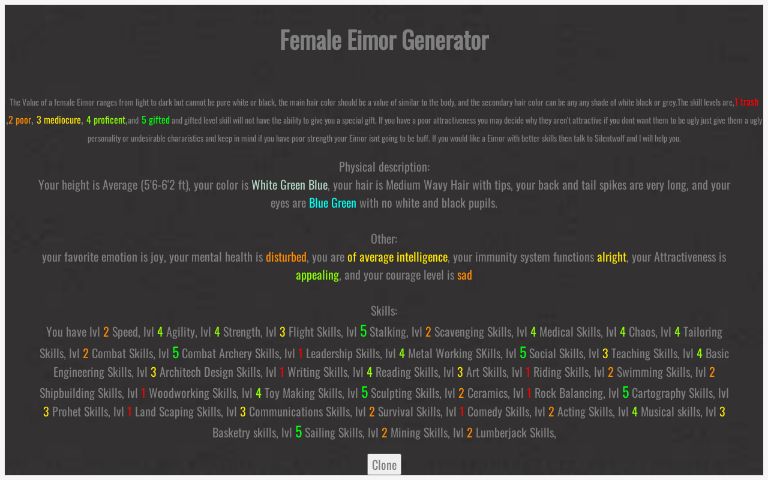 Female Eimor Generator