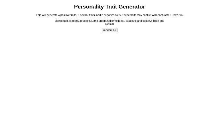 Personality Trait Generator