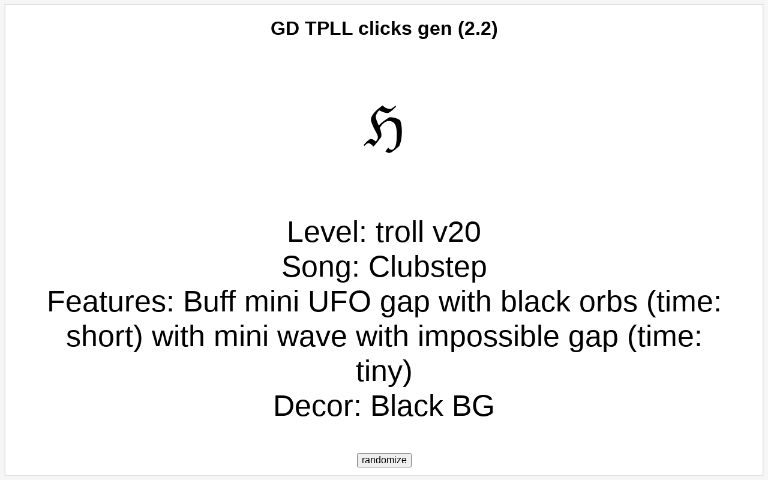 Gd Click Gen ― Perchance Generator