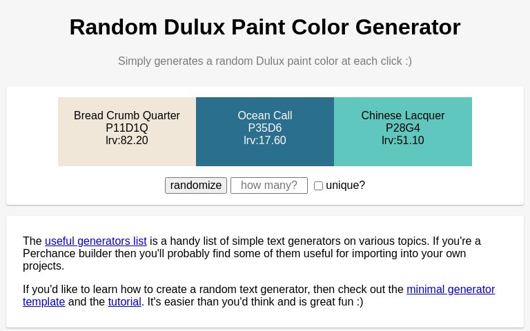 Random Dulux Paint Color Generator