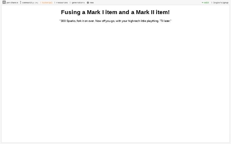 Fusing a Mark I item and a Mark II item! ― Perchance Generator