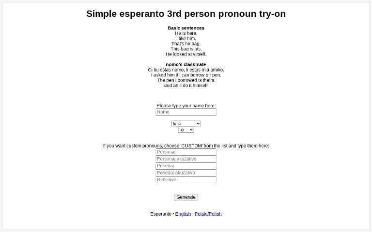 Simple esperanto 3rd person pronoun try-on ― Perchance Generator