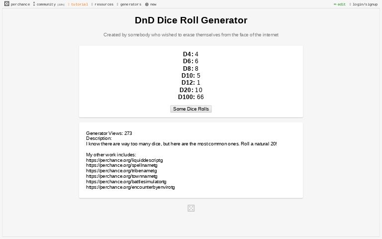 DnD Dice Roll Generator