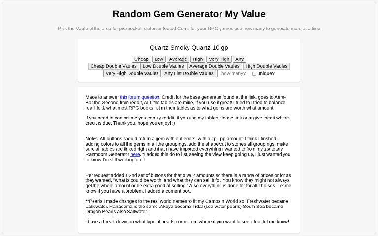 Random Gem Generator My Value