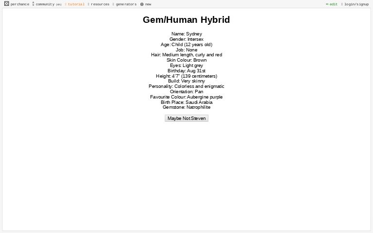 Gem/Human Hybrid ― Perchance Generator