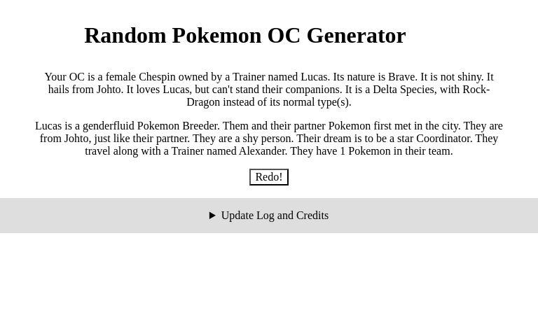 Random Pokemon OC Generator