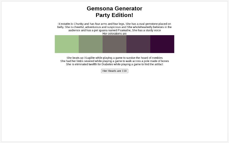 Gemsona Generator Party Edition!