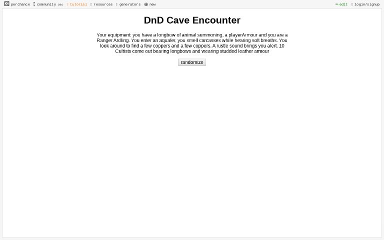 DnD Cave Encounter ― Perchance Generator