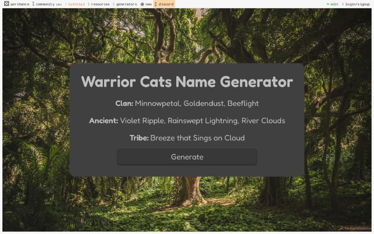 Warrior Cats Name Generator