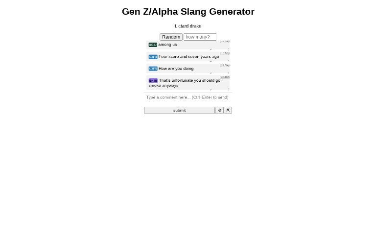 Gen Z/Alpha Slang Generator