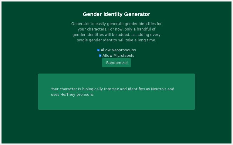 Gender Identity Generator