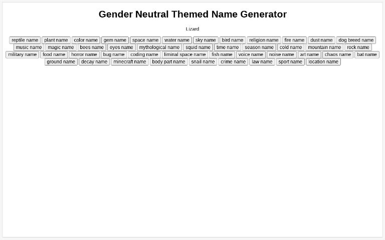 Gender Neutral Themed Name Generator