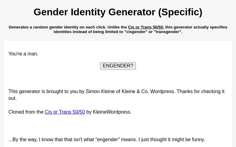Gender Identity Generator (Specific)