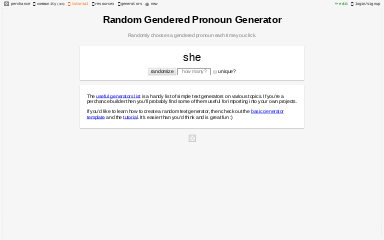 Random Gendered Pronoun Generator