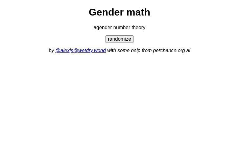 Gender math ― Perchance Generator