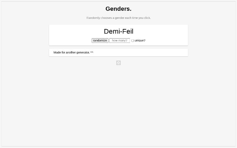 Genders. ― Perchance Generator