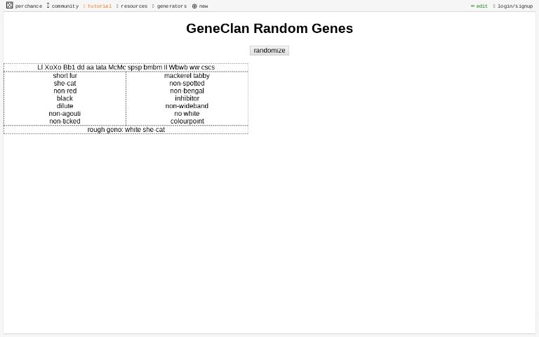 GeneClan Random Genes ― Perchance Generator