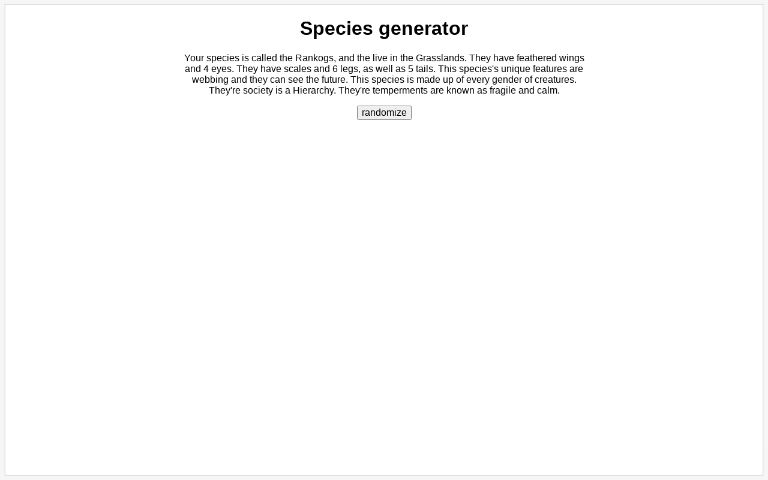 Species generator
