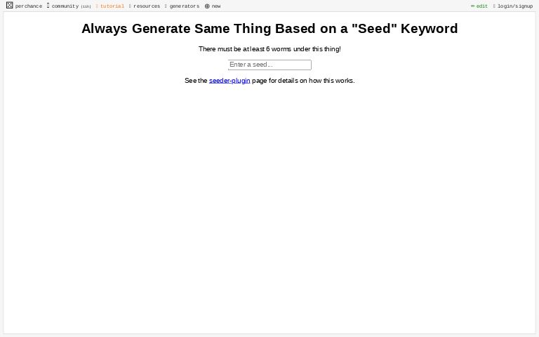 Always Generate Same Thing Based on a "Seed" Keyword