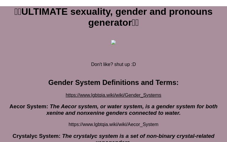 🏳️‍🌈ULTIMATE sexuality, gender and pronouns generator🏳️‍🌈