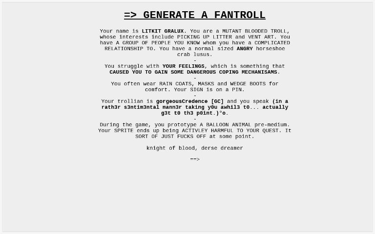 => GENERATE A FANTROLL