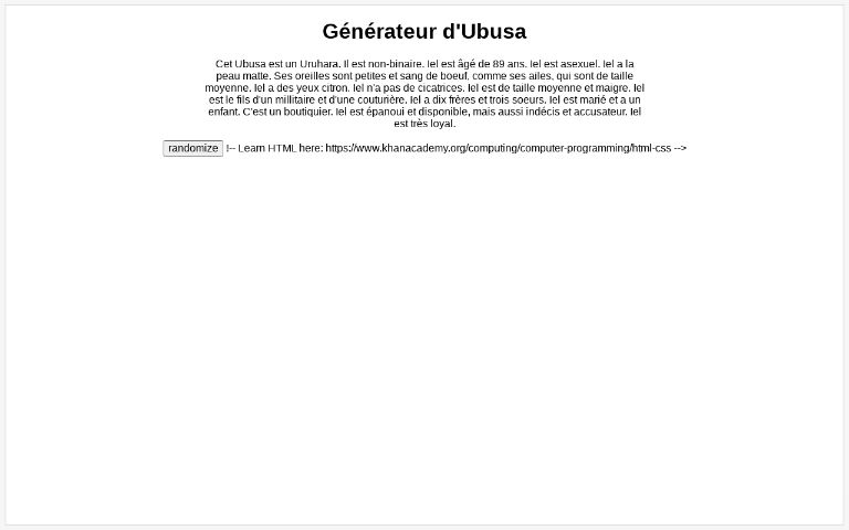 Générateur d'Ubusa ― Perchance Generator