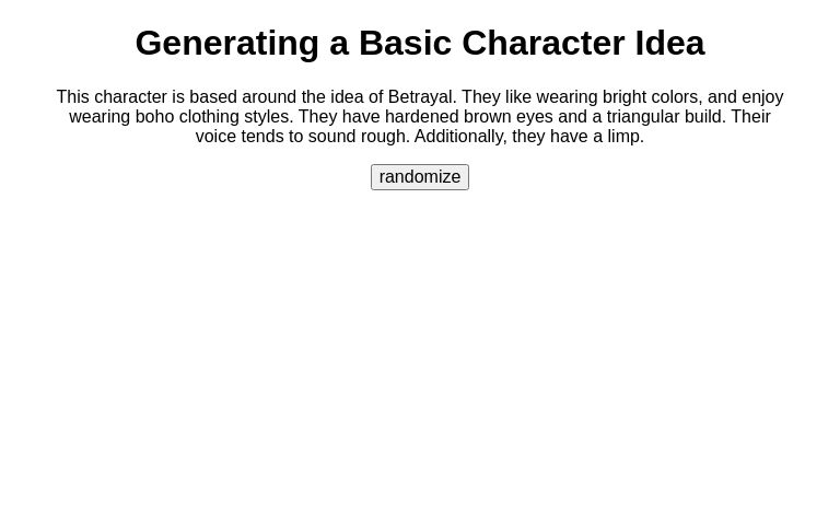 Generating a Basic Character Idea