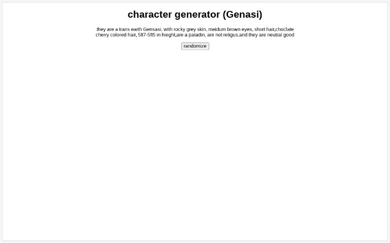 character generator (Genasi)