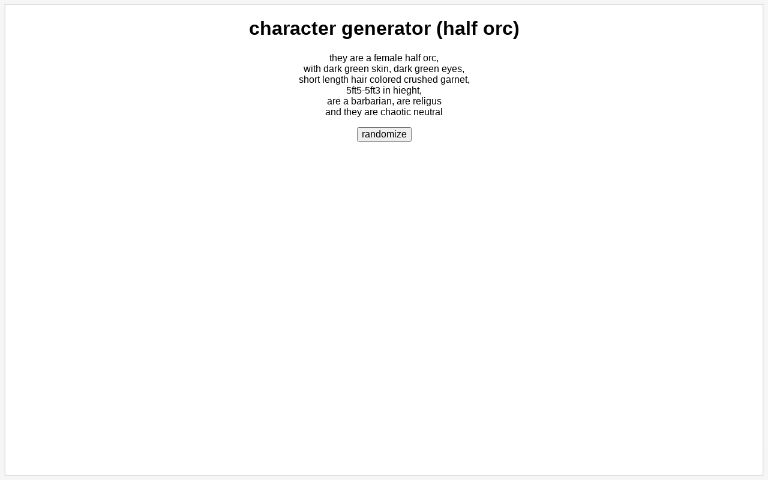 character generator (half orc)