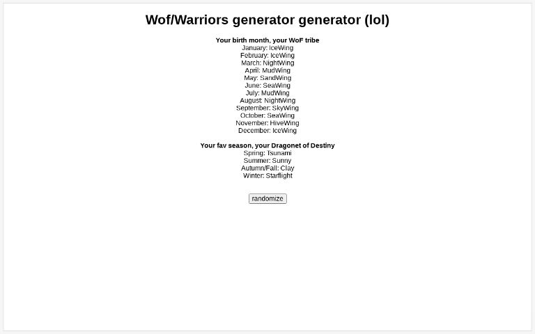 Wof/Warriors generator generator (lol)