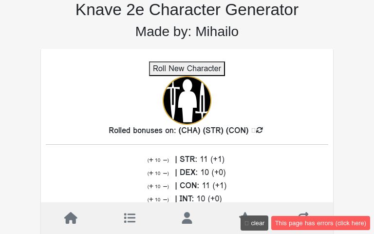 Knave 2e Character Generator