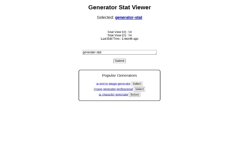 Generator Stat Viewer