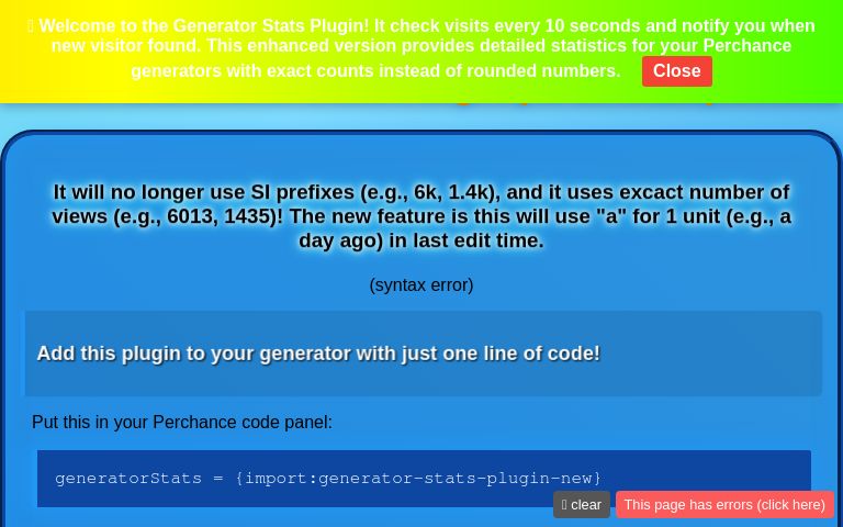 Generator Stats Plugin (UPDATED!)
