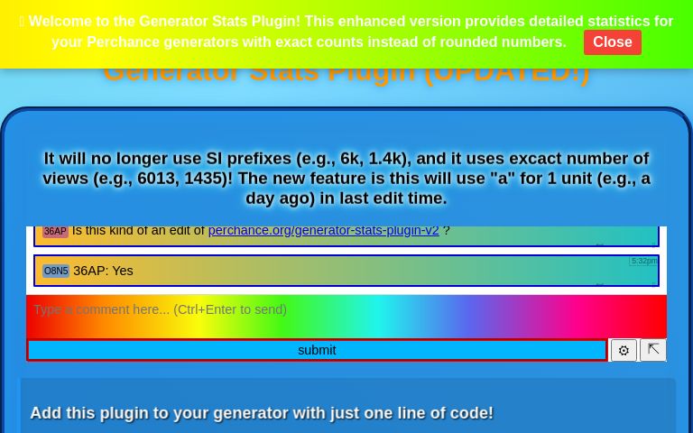 Generator Stats Plugin (UPDATED!)